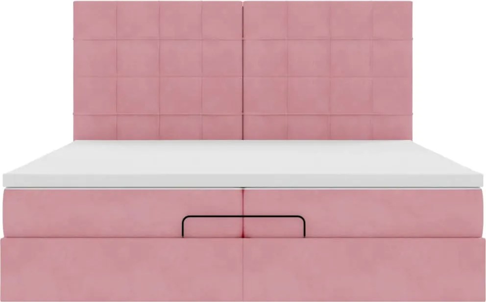 Osmanský rám postele s matrací růžová 200x200cm samet 3313498