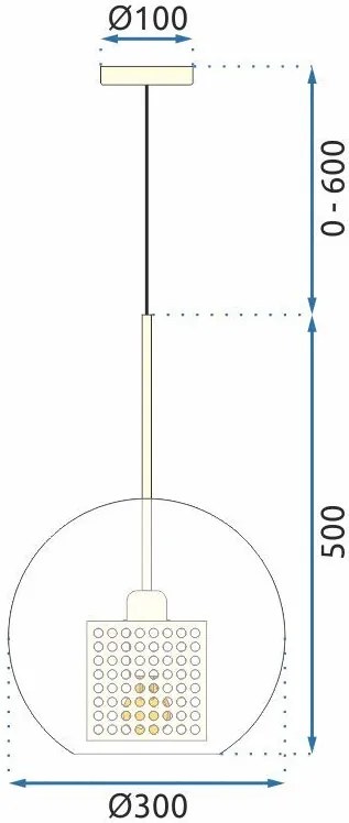Toolight - Skleněná závěsná lampa 30cm 1xE27 60W APP559-1CP, černá, OSW-09669