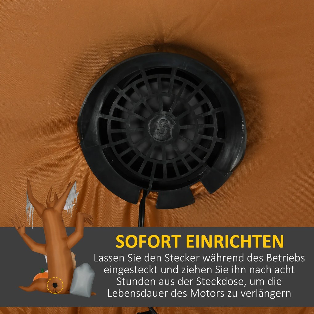 HOMCOM Halloween dekorace, 2,40 m vysoký strašidelný strom, samonafukovací, LED osvětlení, pro venkovní použití