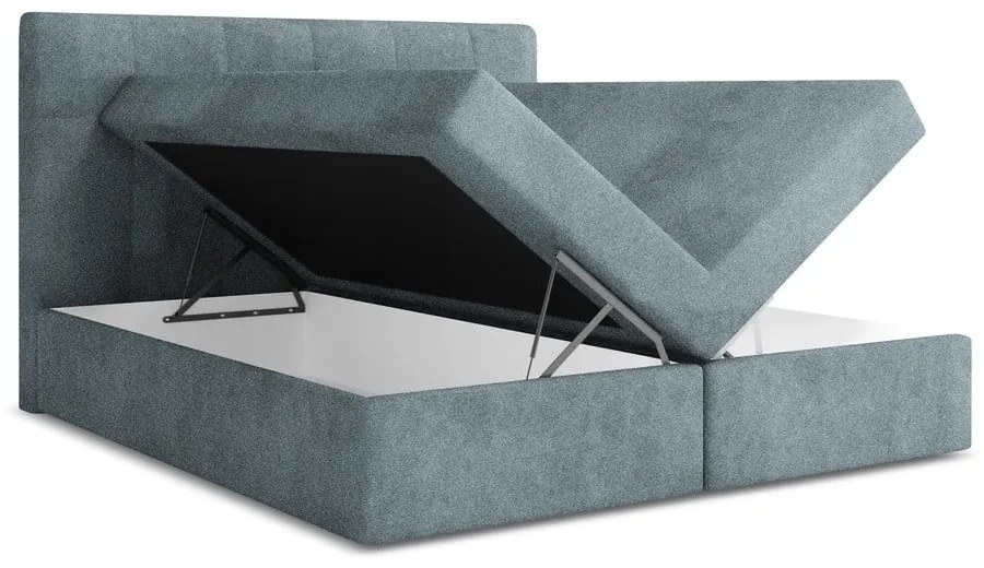 Světle modrá boxspring postel s úložným prostorem 160x200 cm Palta – Makamii