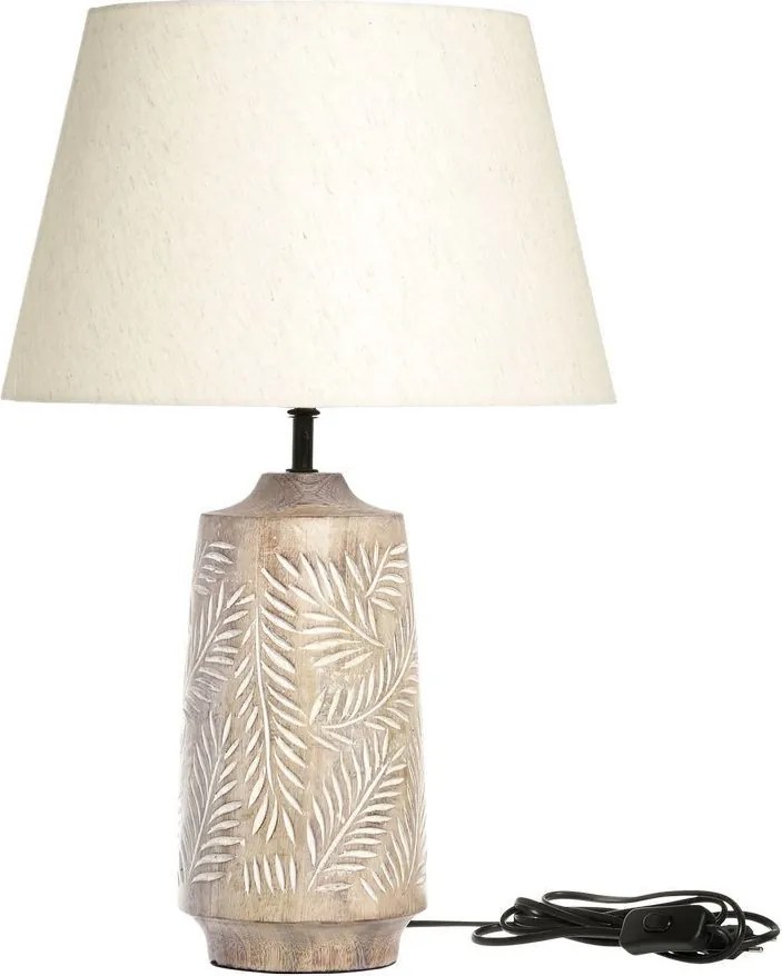 Stolní lampa s dřevěnou základnou a lněným stínidlem Popp - 37*57 cm/ E27