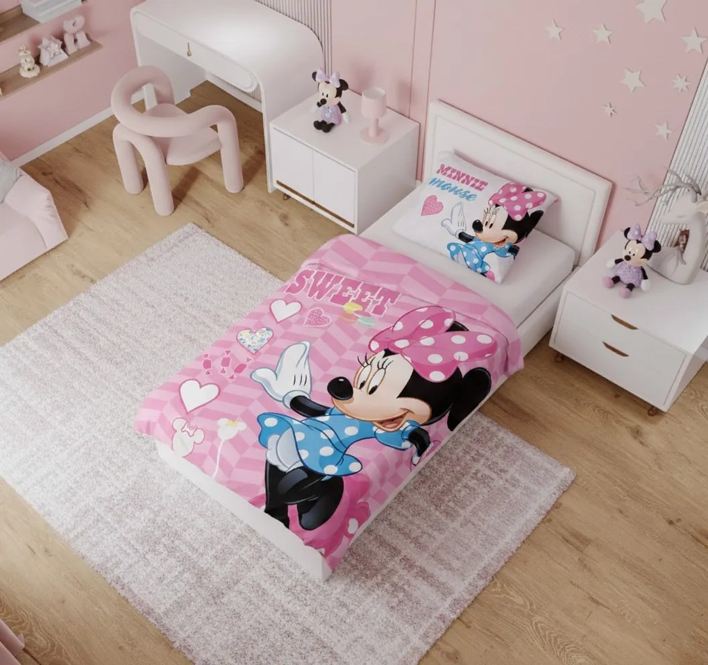 Dětské bavlněné povlečení Nook Minnie Mouse 100x135 cm + 40x60 cm růžové