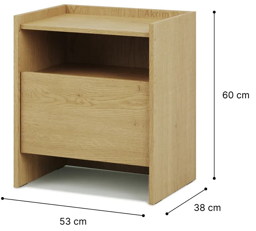 Noční stolek JAPANDI SN | 53 cm | dub cremona | bezúchytové otevírání