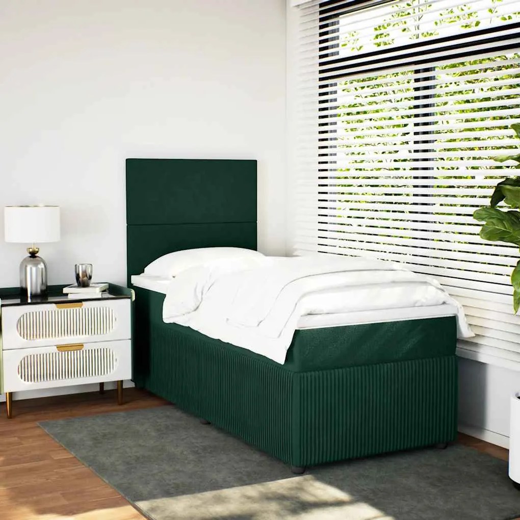 Box spring postel s matrací tmavě zelená 80 x 200 cm samet 3292187