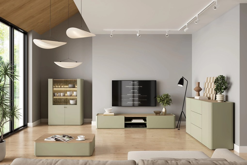 Komoda Elivo 150 cm - eukalyptus / dub baltic dune
