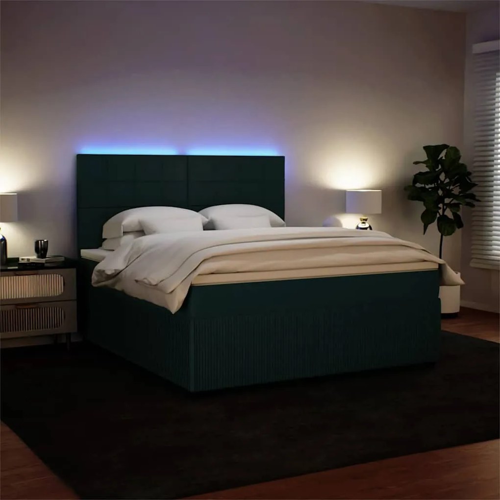 Box spring postel s matrací tmavě zelená 180x200 cm samet 3294709