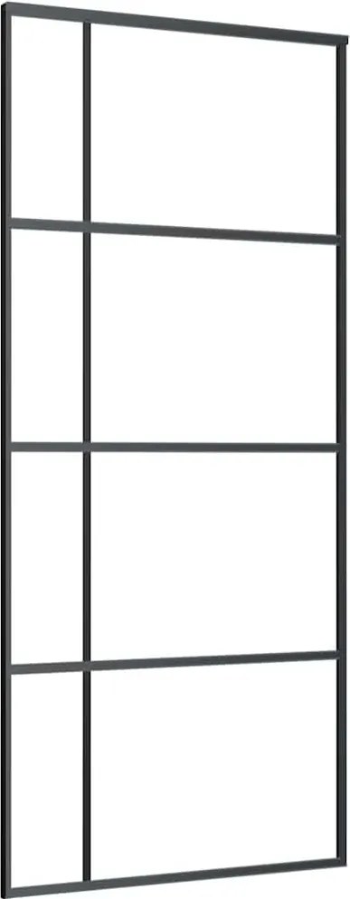 Posuvné dveře mléčné ESG sklo a hliník 90 x 205 cm černé 151683