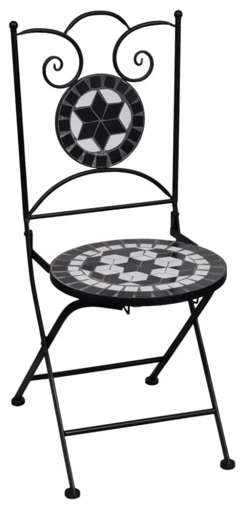 Mozaikový bistro set 3 ks Dekorhome Černá / bílá