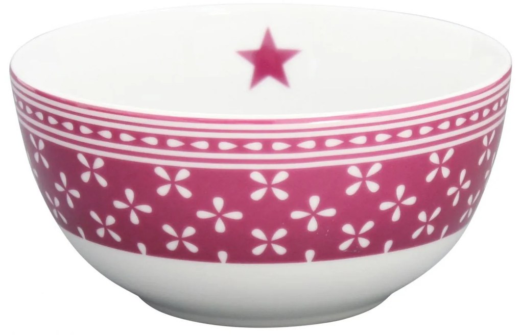 Krasilnikoff Miska Daisy Plum, růžová barva, fialová barva, porcelán