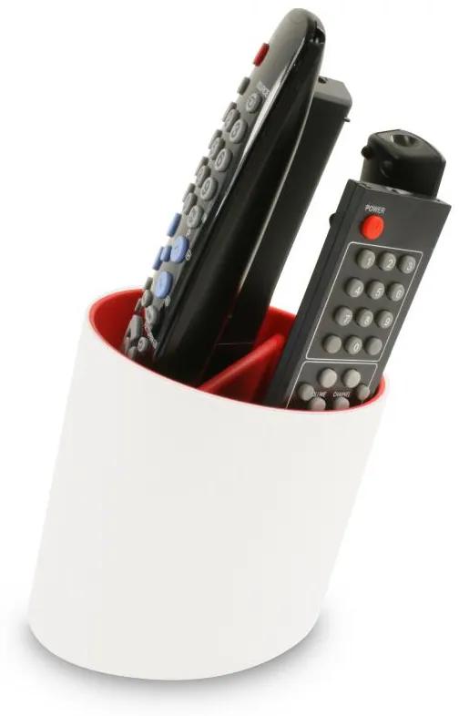 Stojánek na dálkové ovladače J-ME Tilt Remote Tidy, bílý/červený