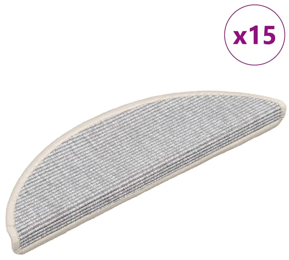 Schodové rohože 15 ks 56 x 17 x 3 cm stříbrné, půlkulaté 326895