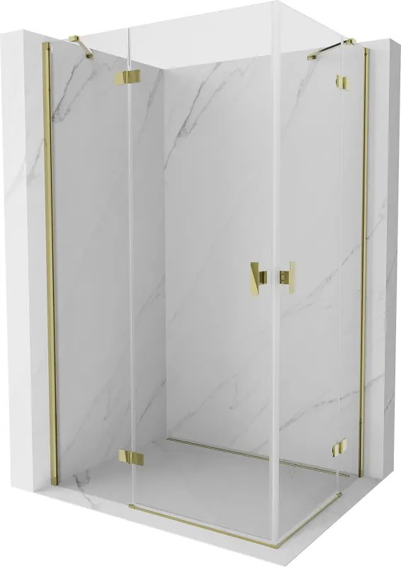 Mexen Mist-H Duo, 2-křídlý ​​výklopný sprchový kout 115 x 75 cm, čiré sklo, zlatý lesklý profil, 8A5-115L-075P-50-00