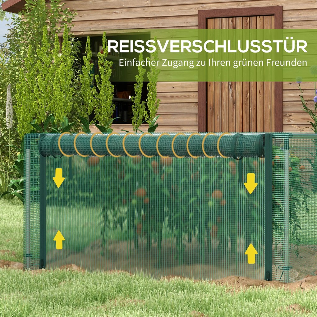 Outsunny stan na ochranu rostlin 1,25 x 3,73 m s dveřmi na zip, větruodolná síť proti hmyzu pro zeleninu a rostliny, síť proti škůdcům | Aosom.de