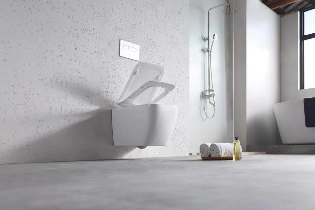 Rea Martin - závěsná WC mísa Rimless 51x37 s pomalu-padajícím sedátkem, bílá, REA-C8006