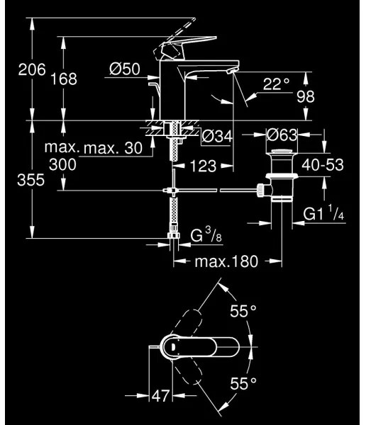 GROHE 23325000 - Umyvadlová baterie EUROSMART COSMOPOLITAN velikost M chrom