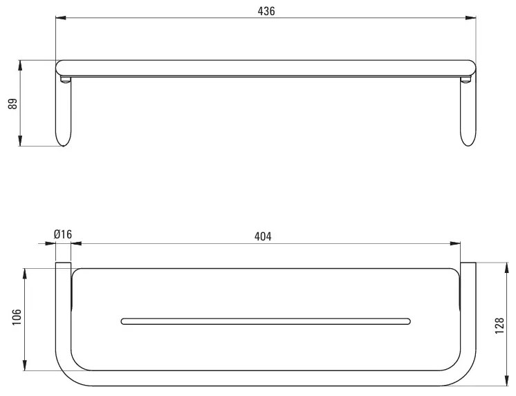Deante Silia, nástěnná polička 436x124x89 mm, broušený bronz, DEA-ADI_C511