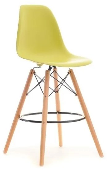 design4life Barová židle MOBI Zelená - dřevěná podnož