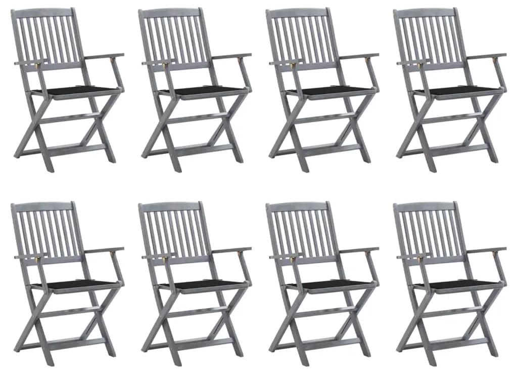 3078269 vidaXL Skládací zahradní židle s poduškami 8 ks masivní akácie