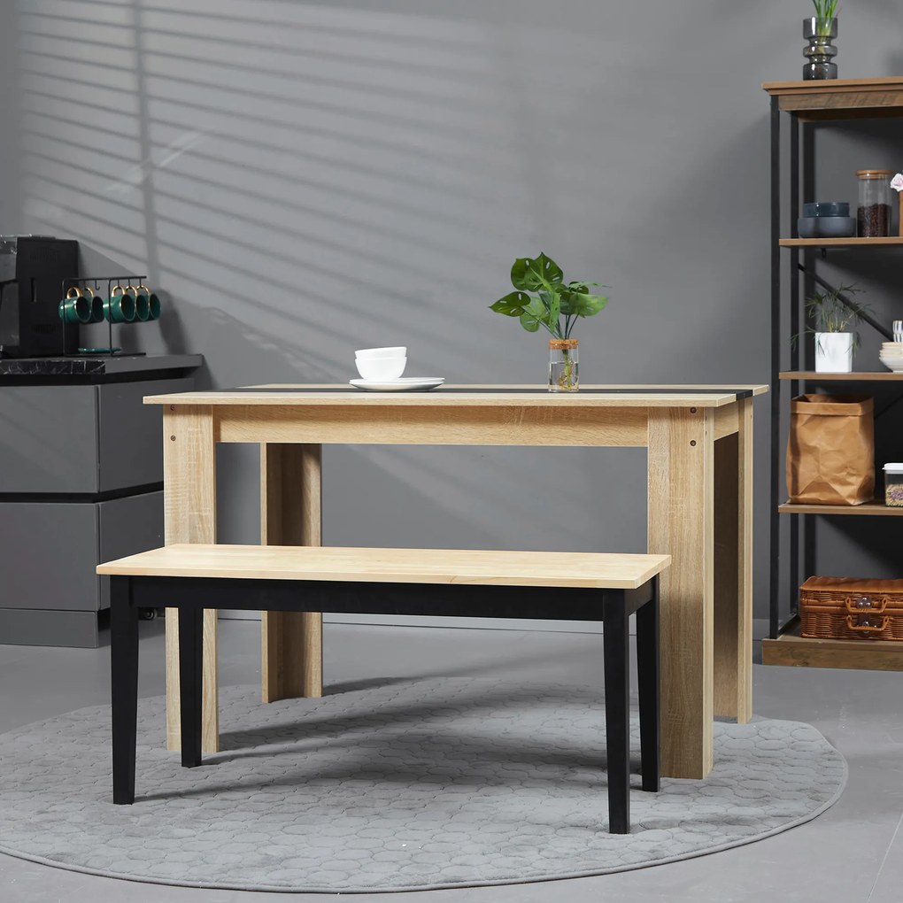 HOMCOM 2místná jídelní lavice z borovicového dřeva, kuchyňská lavice do obývacího pokoje do 220 kg, přírodní, 102x36x45cm, robustní a stylová