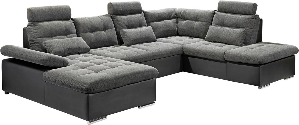 XXXLutz ROHOVÁ SEDAČKA, textil, šedá, černá MID.YOU - Sedací soupravy - 002220017401