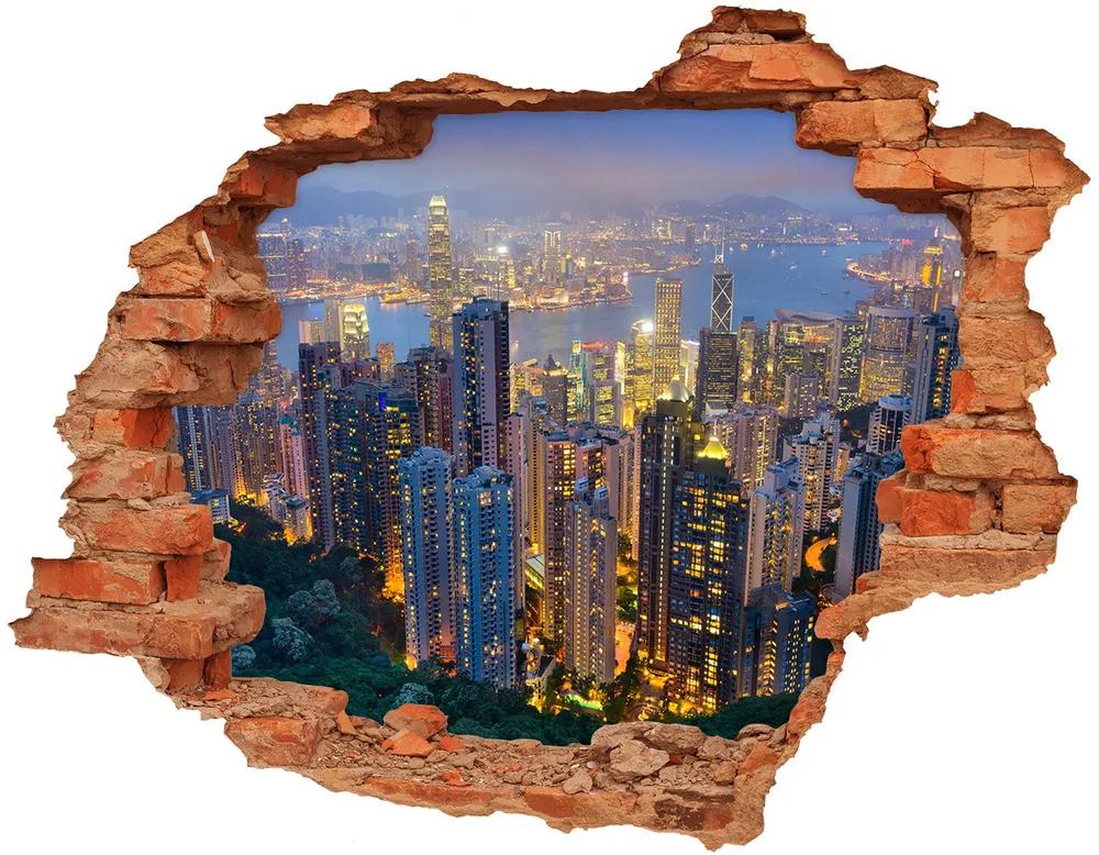 Wallmuralia Fototapeta díra na zeď Hongkong noc 90x70 cm