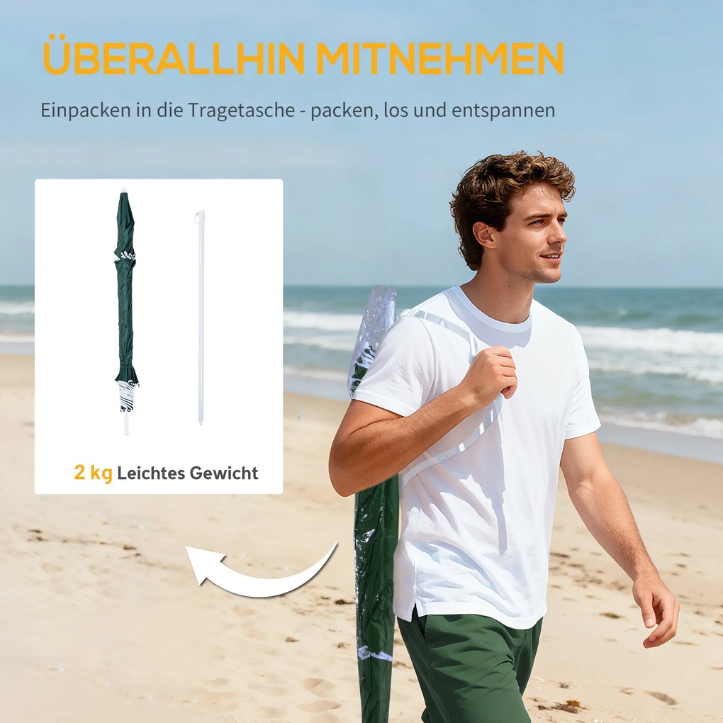2 v 1 slunečník pláž Ø 210 cm UPF 50+ větruodolný plážový slunečník s bočnicemi taška na přenášení balkonový slunečník skládací zahradní slunečník oc…