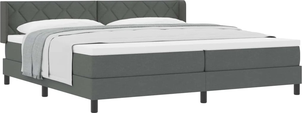 Postel s boxspringem s čelo Tmavě šedá 200 x 200 cm textil 3341189