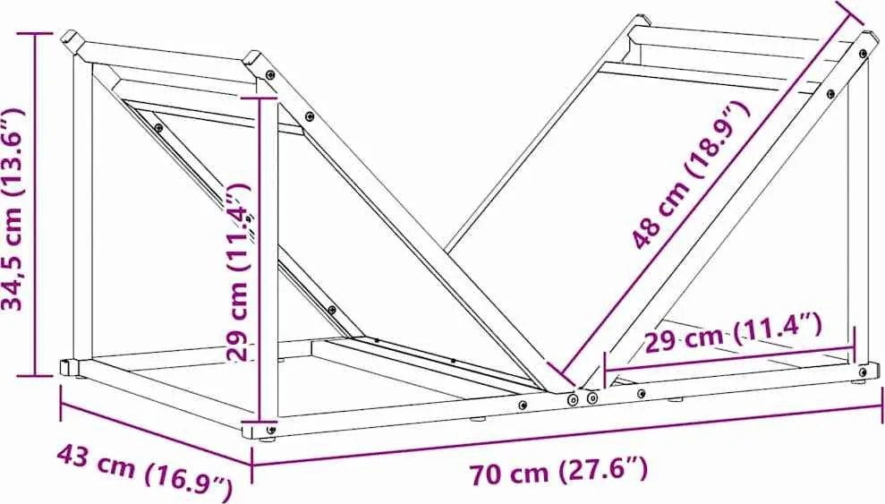vidaXL Stojan na palivové dřevo Ocel válcovaná za studena [864175] Barva: Černá