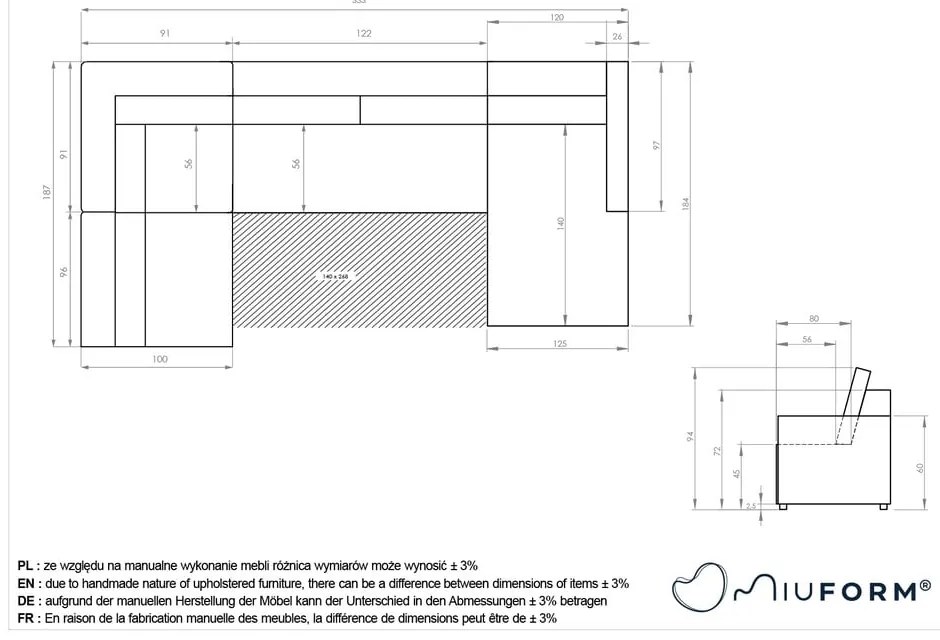 Světle hnědá rozkládací modulární rohová pohovka s úložným prostorem (levý roh) Lulu – Miuform