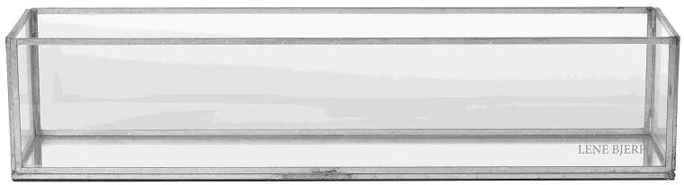 Podlouhlá skleněná lucerna ADRINE, s šedým rámečkem