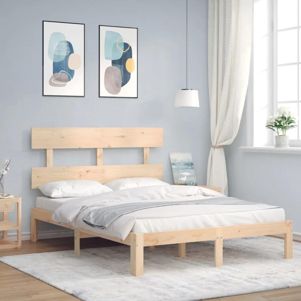 vidaXL Rám postele s čelem 140 x 190 cm masivní dřevo [3193511] Barva: Přírodní