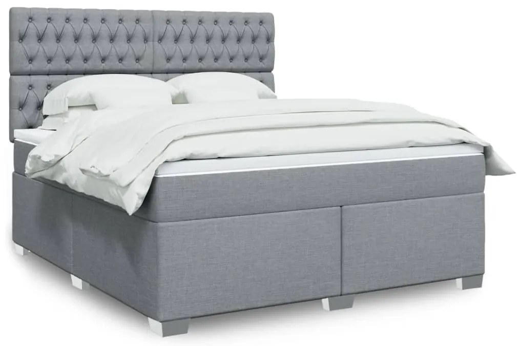Box spring postel s matrací světle šedá 180 x 200 cm textil 3290574