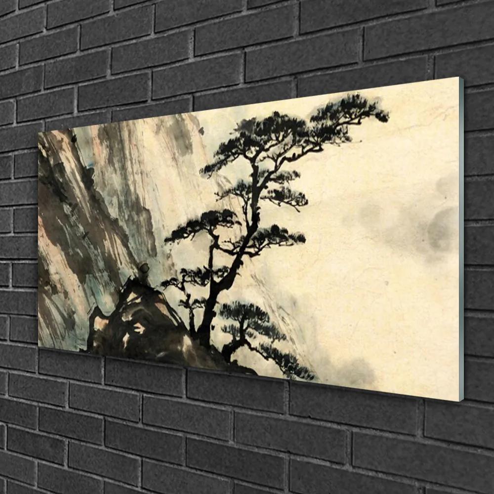 Obraz na skle Malovaný Strom Umění 100x50 cm