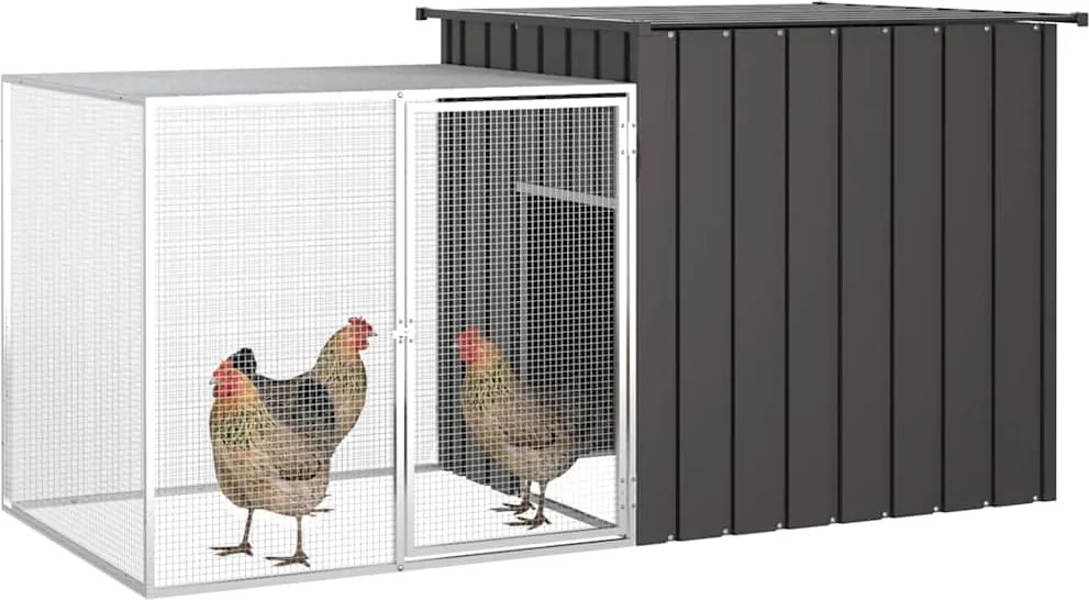 Klec pro kuřata antracitová 200 x 91 x 100 cm pozinkovaná ocel 171544