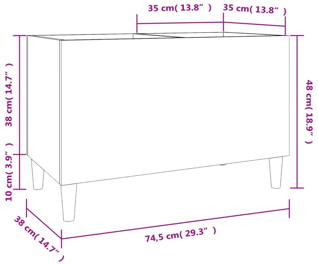 Skříňka na LP desky hnědý dub 74,5x38x48 cm kompozitní dřevo - Default Title