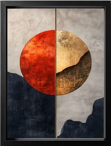Zlaté spojení - obraz - Moderní geometrie s výrazným kruhem 21 - 50 x 70 cm - 649 Kč