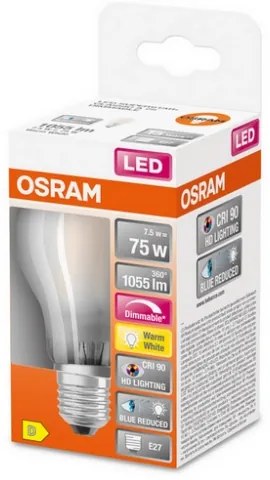 LED žárovka E27 OSRAM 7,5W (75W) teplá bílá (2700K)