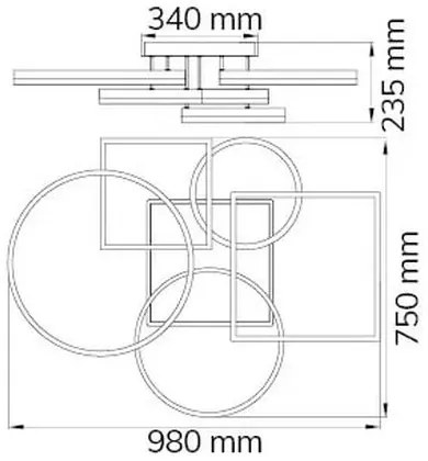 Wofi 11981 - LED Stmívatelný přisazený lustr VAASA LED/80W/230V