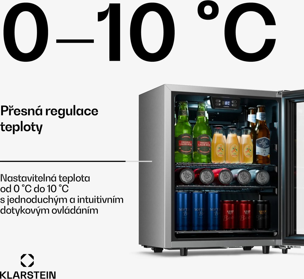 Klarstein LuxeChill, 64cm, 60L, venkovní chladnička na nápoje, stříbrná, skleněné dveře, A