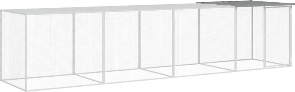 Klec pro kuřata se střechou světle šedá 403 x 98 x 90 cm ocel 3189045