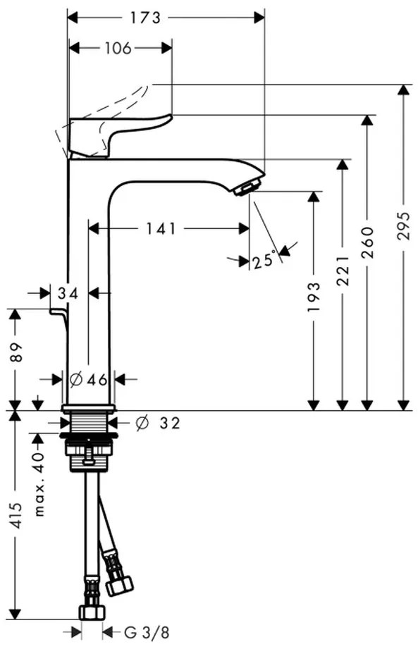 Hansgrohe Metris New, umyvadlová baterie s výpustí, chromová, 31183000