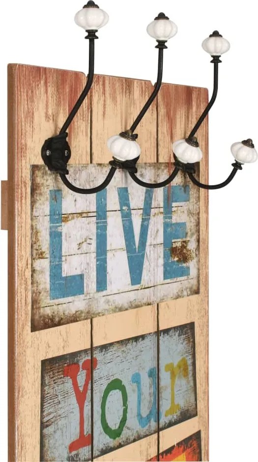 Nástěnný věšák na kabáty LIVE LIFE s 6 háčky 120 x 40 cm 245849