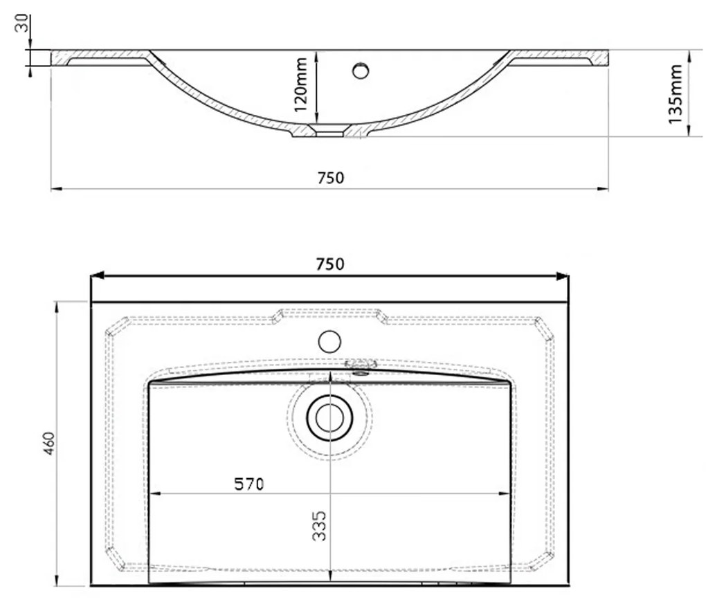 Sapho MARIA umyvadlo 75,5x46cm, litý mramor, bílá, MA075