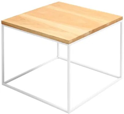 Konferenční stolek s bílým podnožím a deskou z masivního dubu Custom Form Tensio, šířka 50 cm