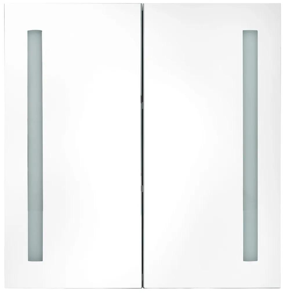 LED koupelnová skřínka se zrcadlem - 62x14x60 cm | dub
