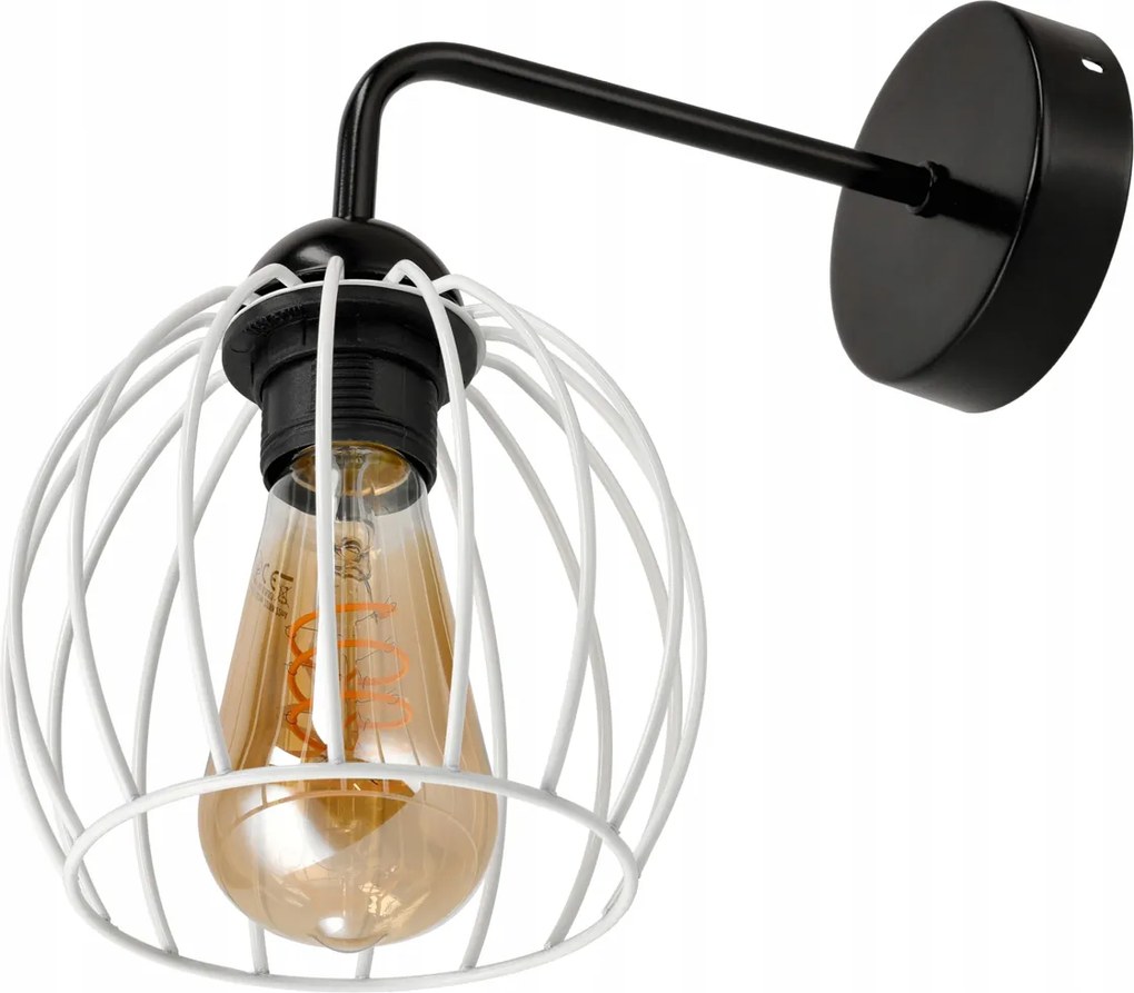 Černá LED nástěnná lampa LOFT edison + bílé stínidlo 1xe27