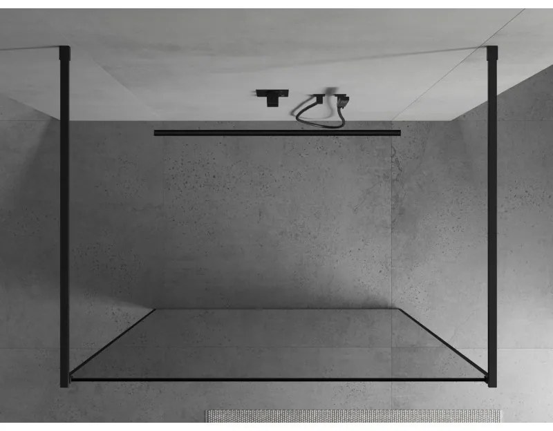 Mexen Kioto volně stojící sprchová zástěna 110 x 200 cm, Průhledné/Černý vzor 8 mm, Černá - 800-110-002-70-70