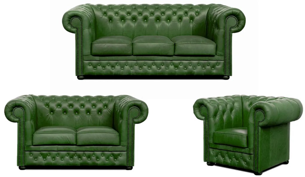 FN Sedací souprava Chesterfield Lord 3+2+1 kůže zelená
