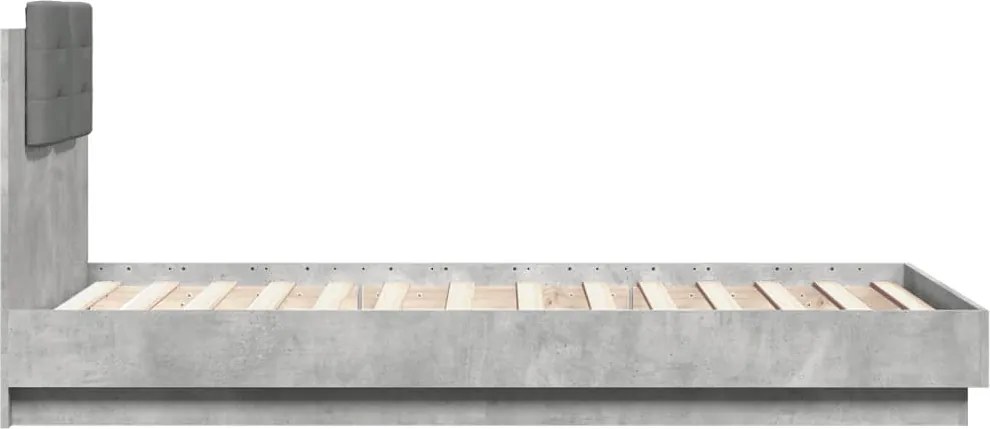Rám postele s čelem betonově šedý 90 x 190 cm kompozitní dřevo 3209971