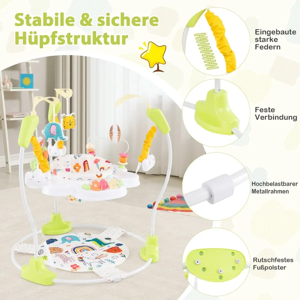 Costway Baby Sky Jumperoo s nastavitelnou výškou a hračkami a hudebním boxem